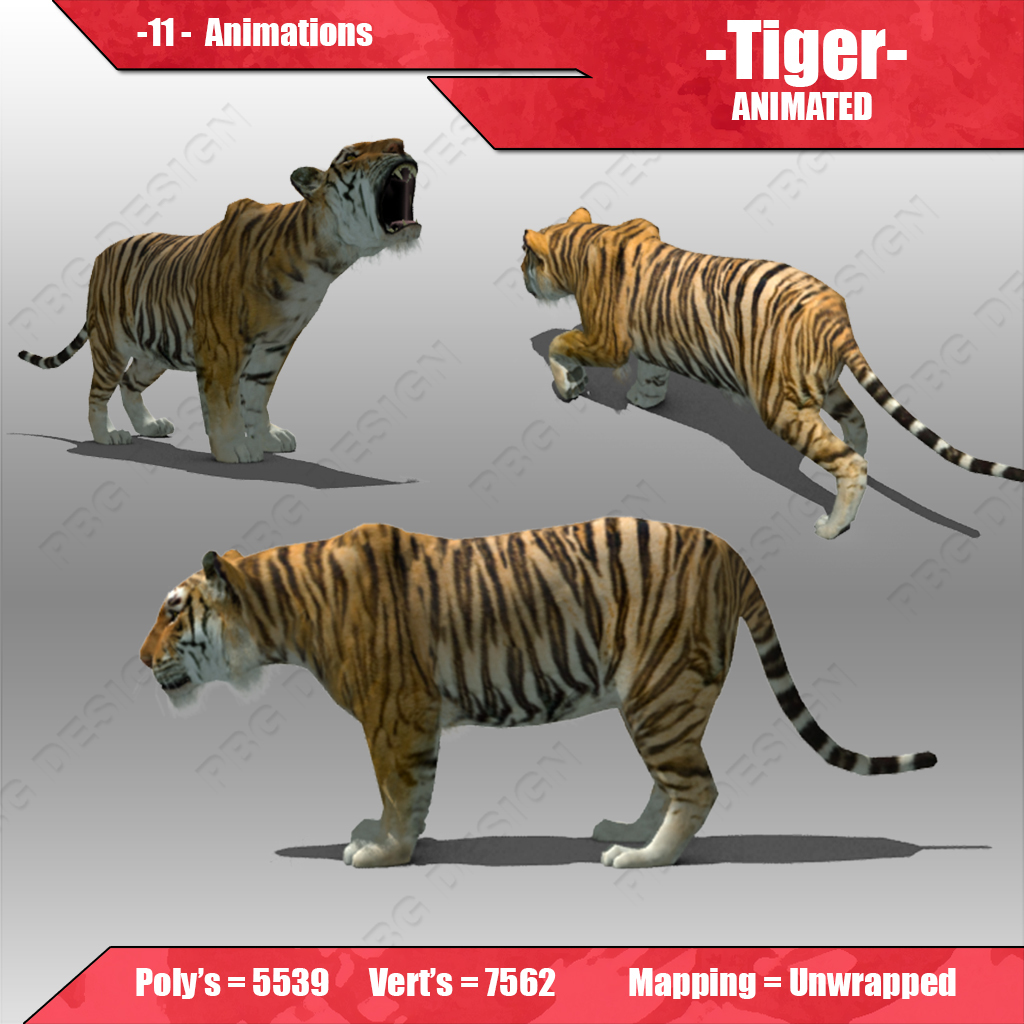 3d model tiger animations