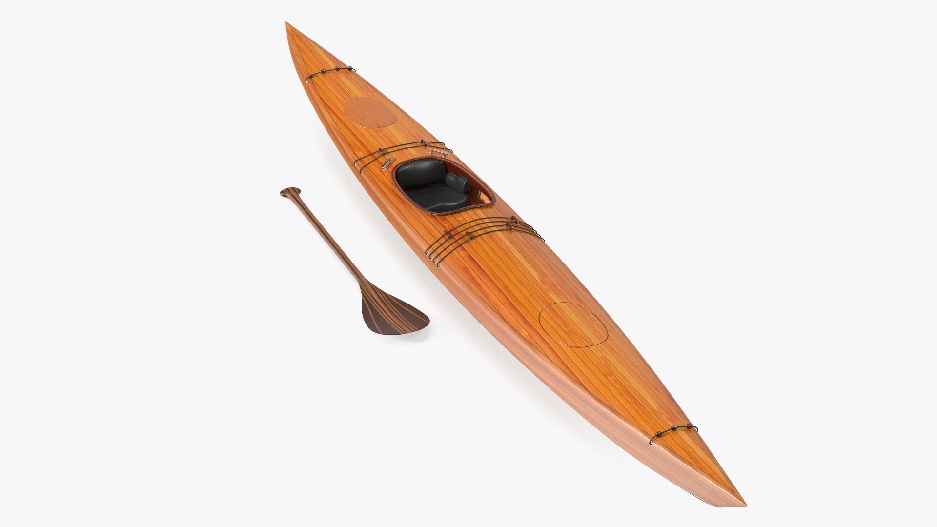 3D Wooden Kayak With Paddle Model - TurboSquid 2215050