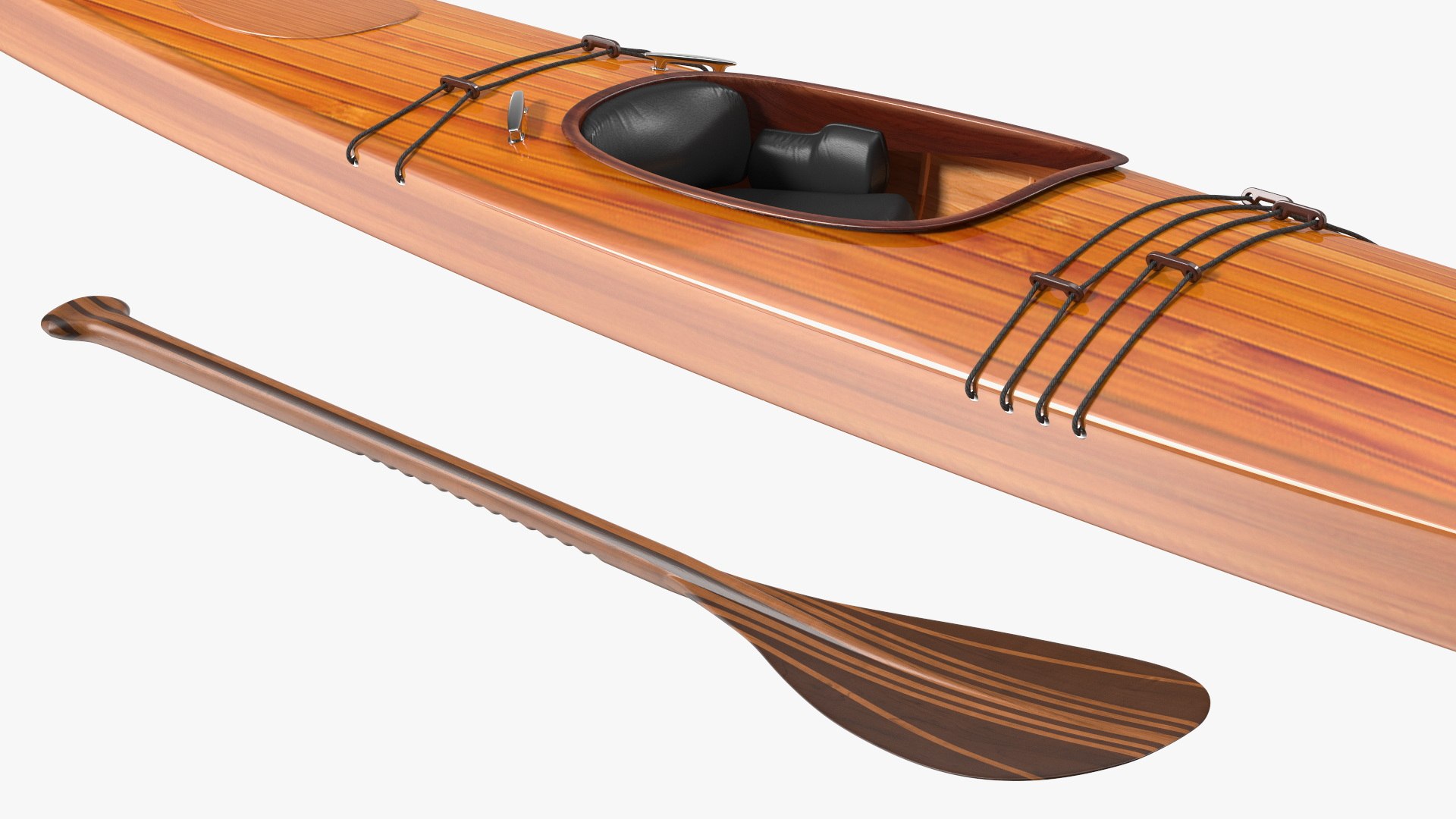 3D Wooden Kayak With Paddle Model - TurboSquid 2215050