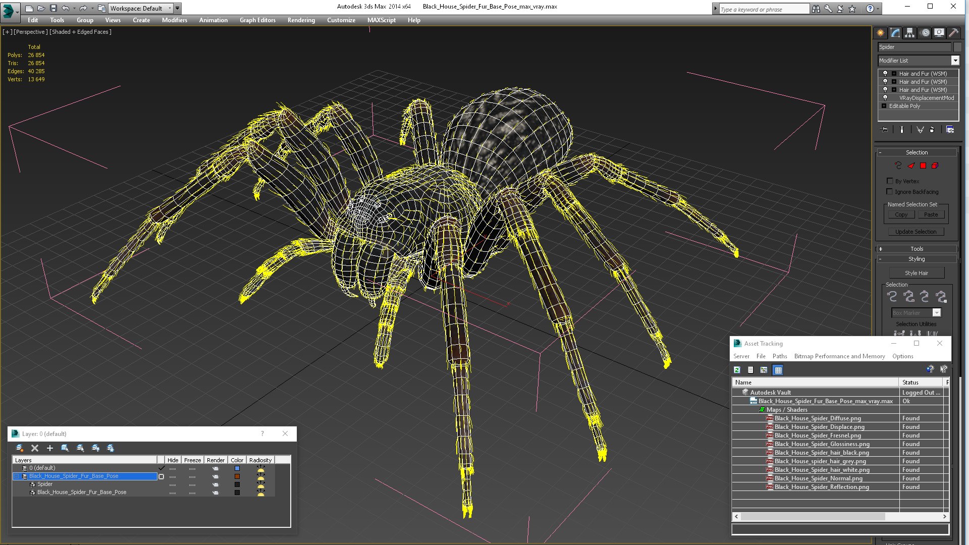 3D Model Black House Spider Fur Base Pose - TurboSquid 2156930