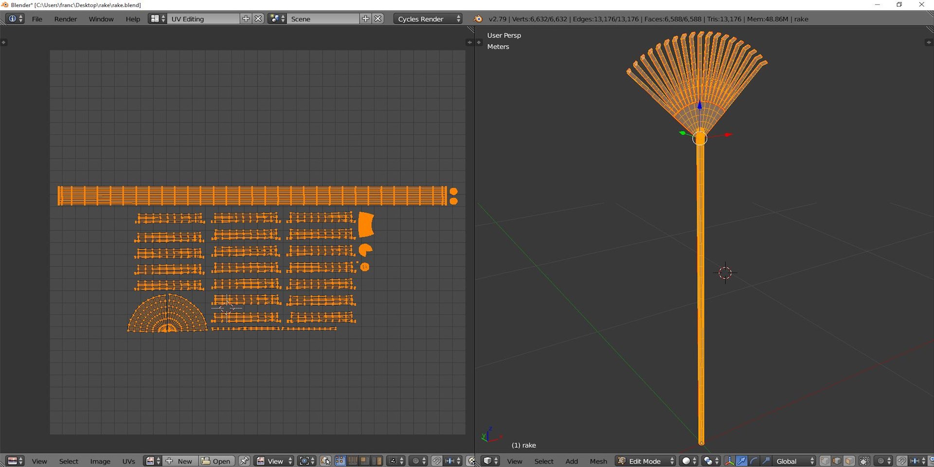 3d Model Rake Rendered Scenes