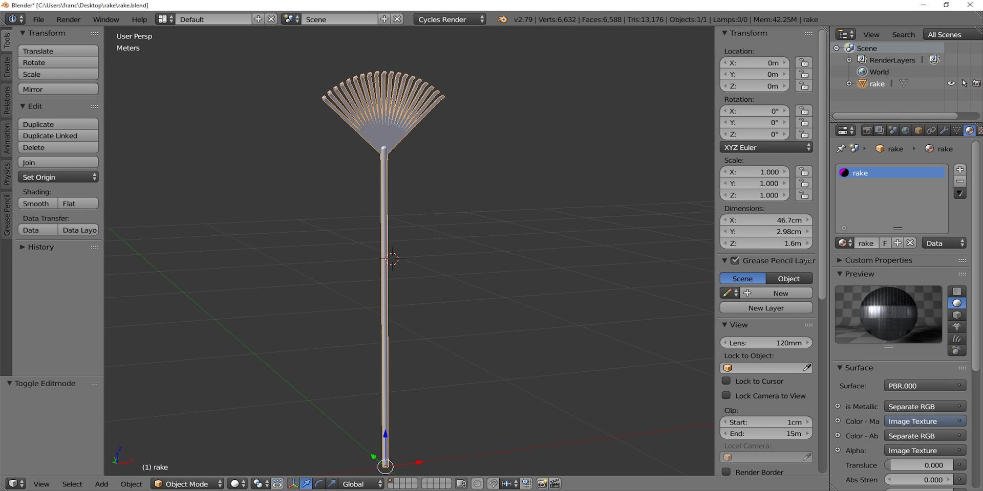 3d Model Rake Rendered Scenes