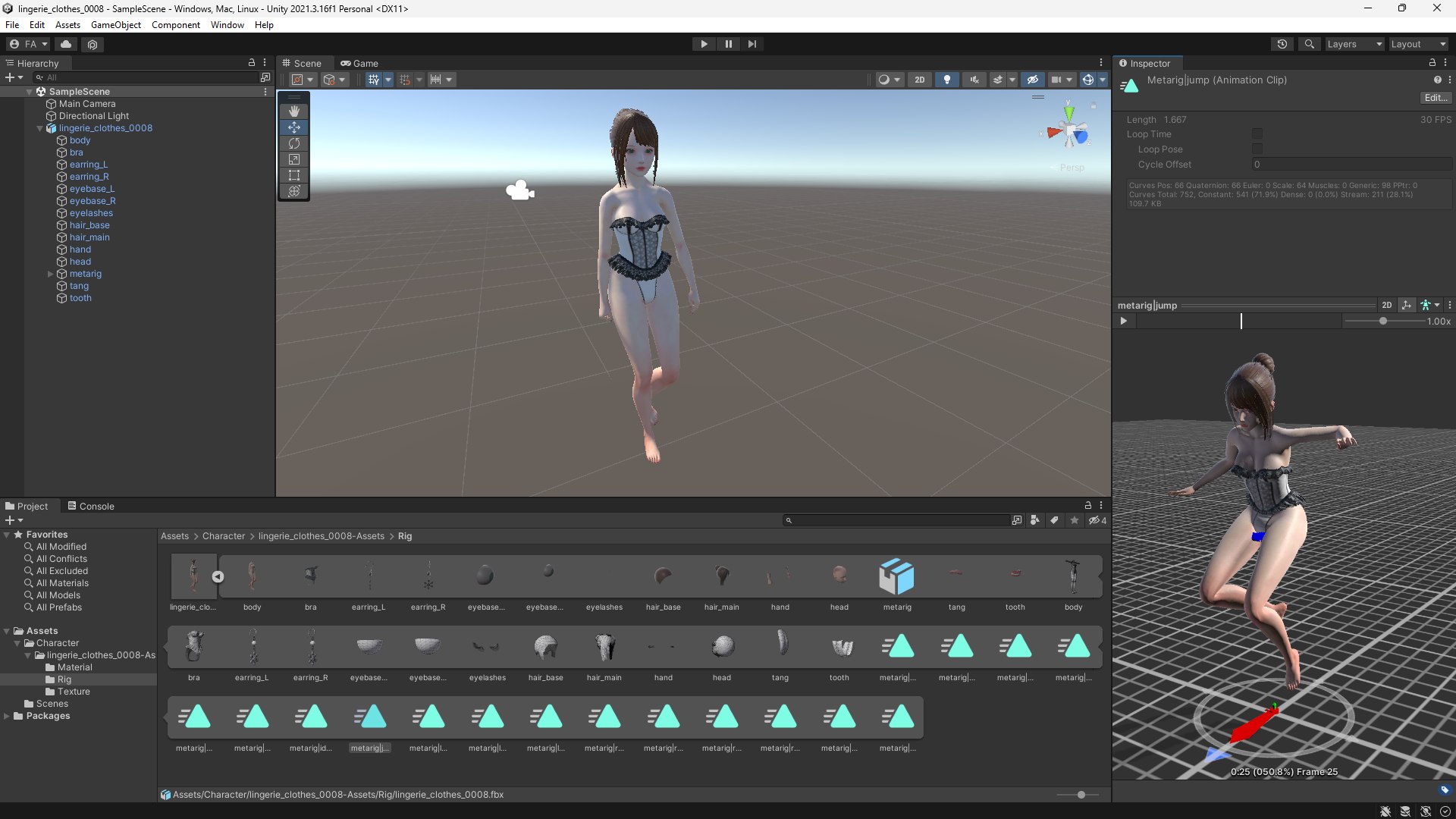 Lingerie Clothes 0008 - Rigged -Unreal - Unity - Blender - Animated ...