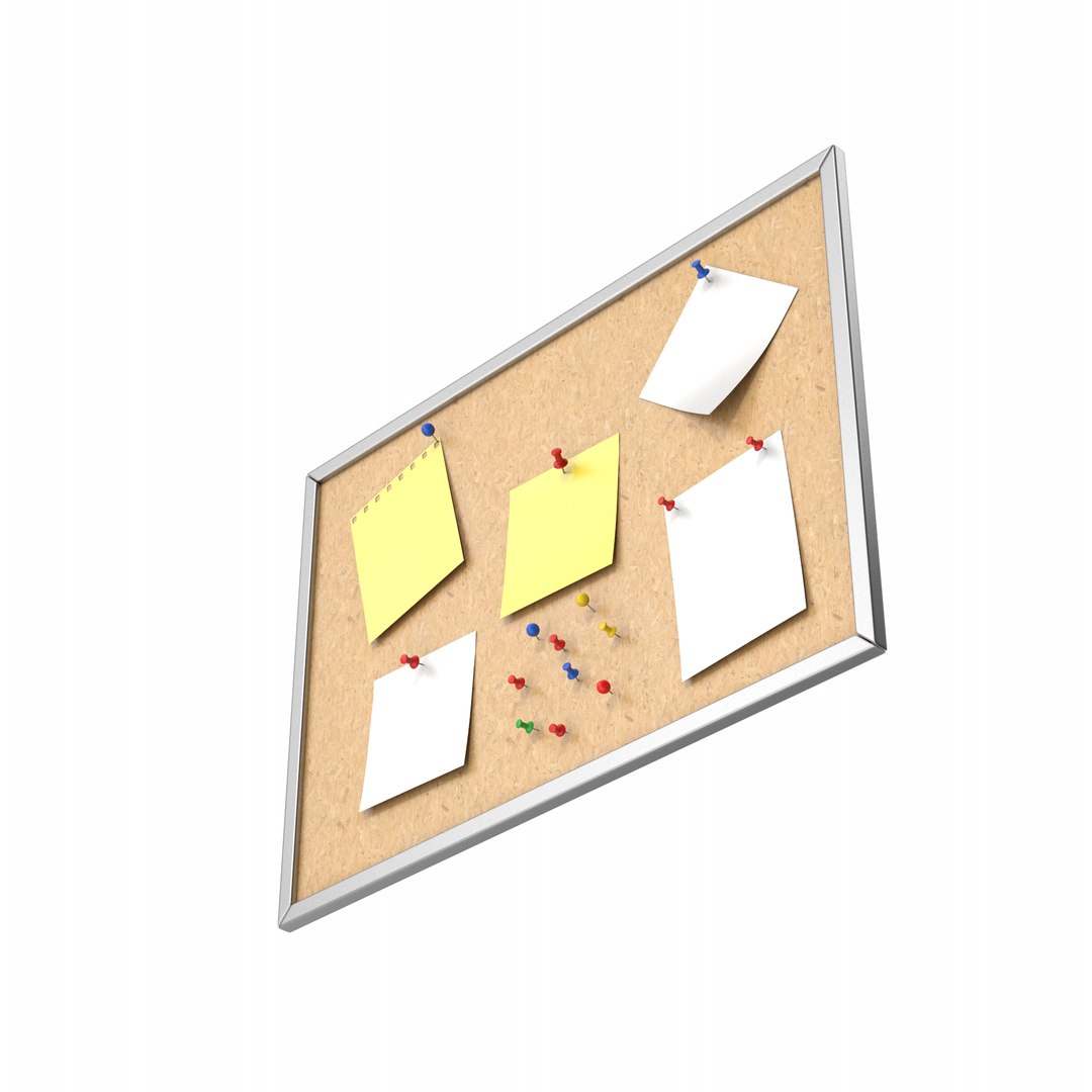 3D Model Pinboard With Sticky Notes - TurboSquid 1853965