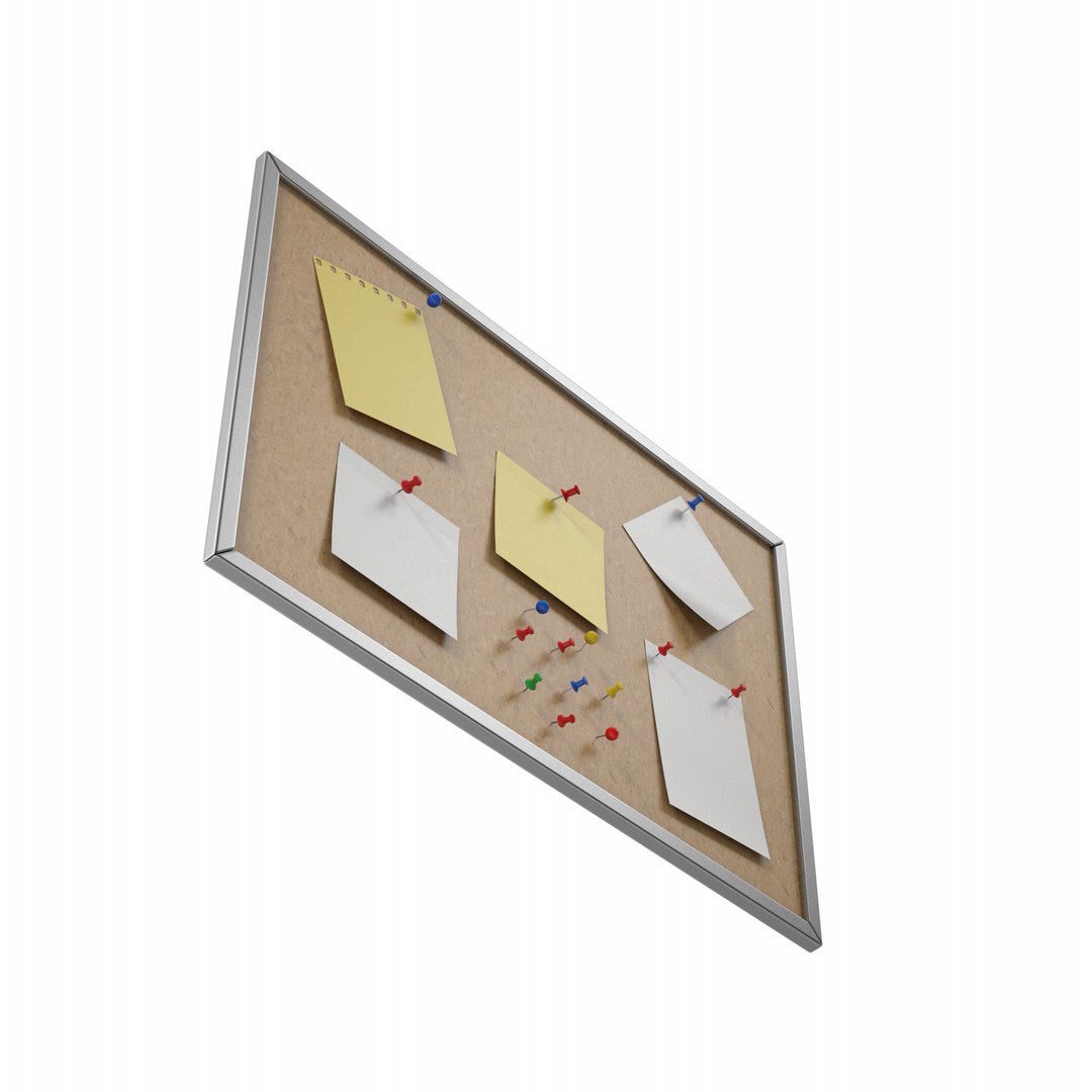 3D Model Pinboard With Sticky Notes - TurboSquid 1853965