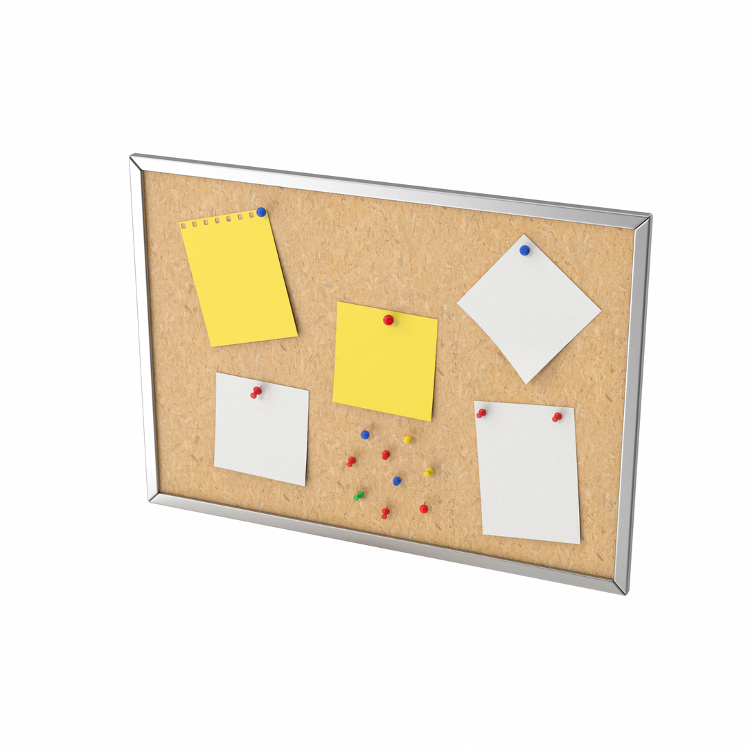 3D Model Pinboard With Sticky Notes - TurboSquid 1853965