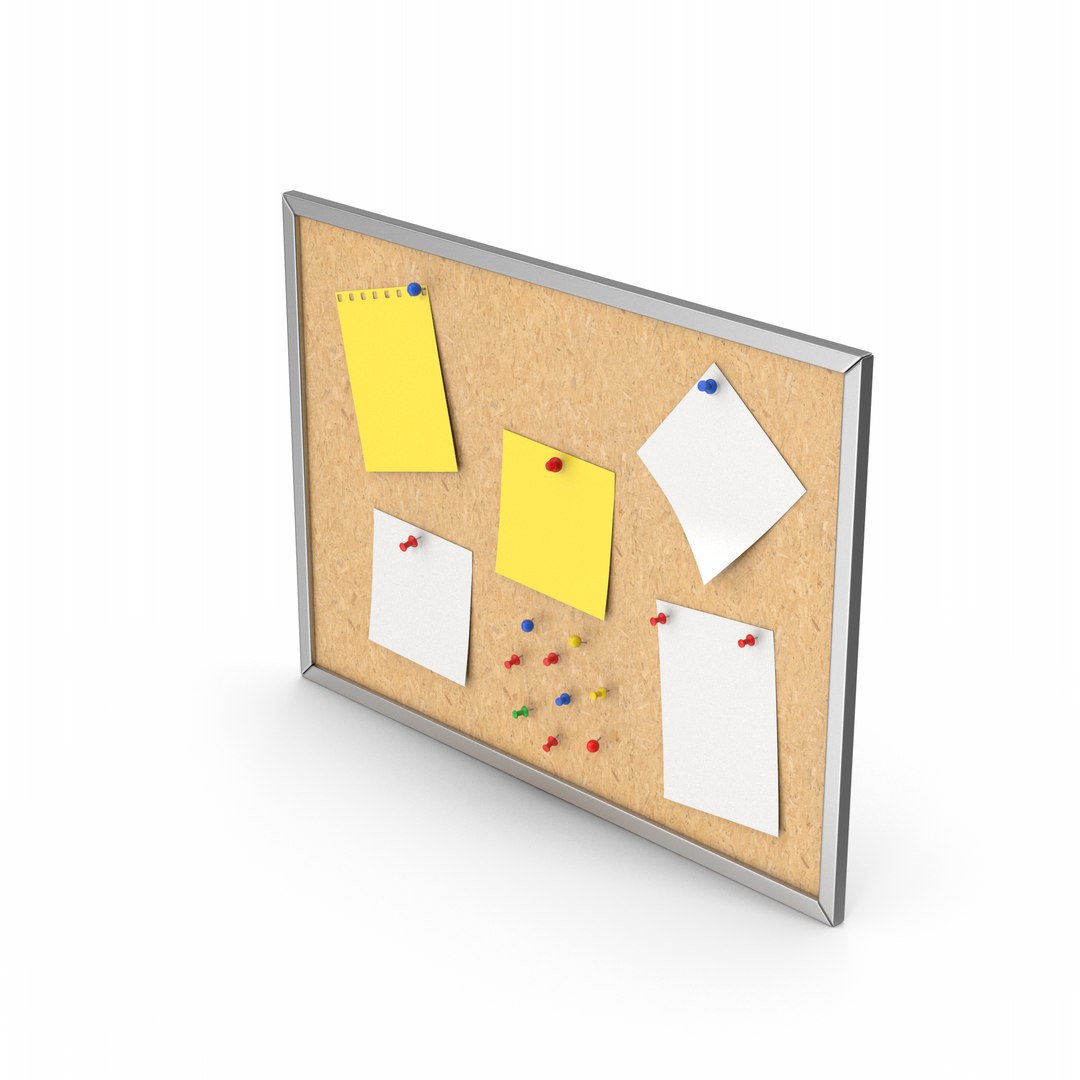 3D Model Pinboard With Sticky Notes - TurboSquid 1853965