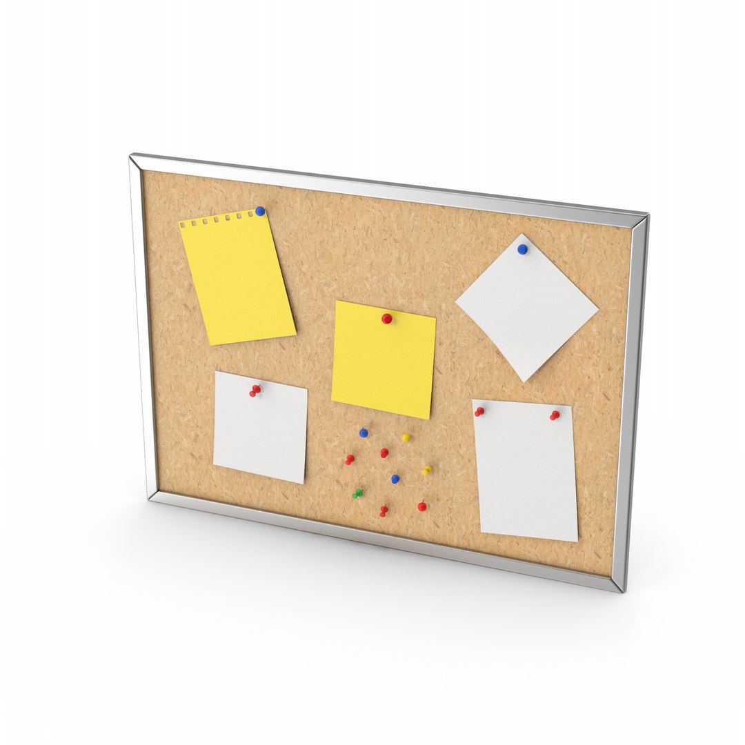 3D Model Pinboard With Sticky Notes - TurboSquid 1853965