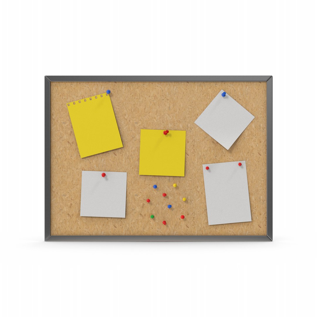 3D Model Pinboard With Sticky Notes - TurboSquid 1853965