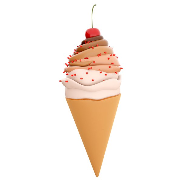 modelo 3d 3d cream ice cream with cherry icon - TurboSquid 2056565