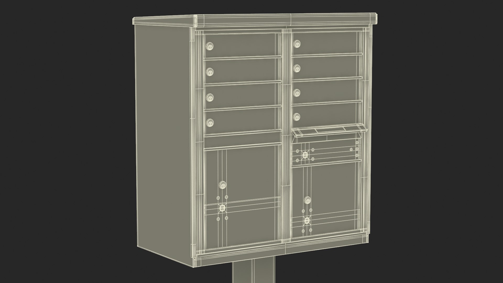 Black Eight Door Two Parcel Cluster Mailbox 3D - TurboSquid 2022381