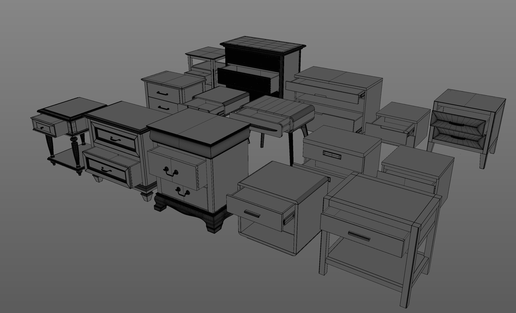 Bedside Tables Collection 3D Model - TurboSquid 2221549