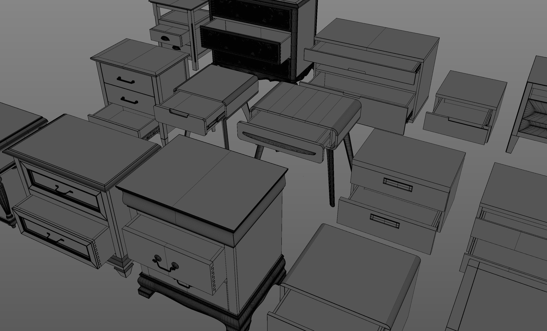 Bedside Tables Collection 3D Model - TurboSquid 2221549