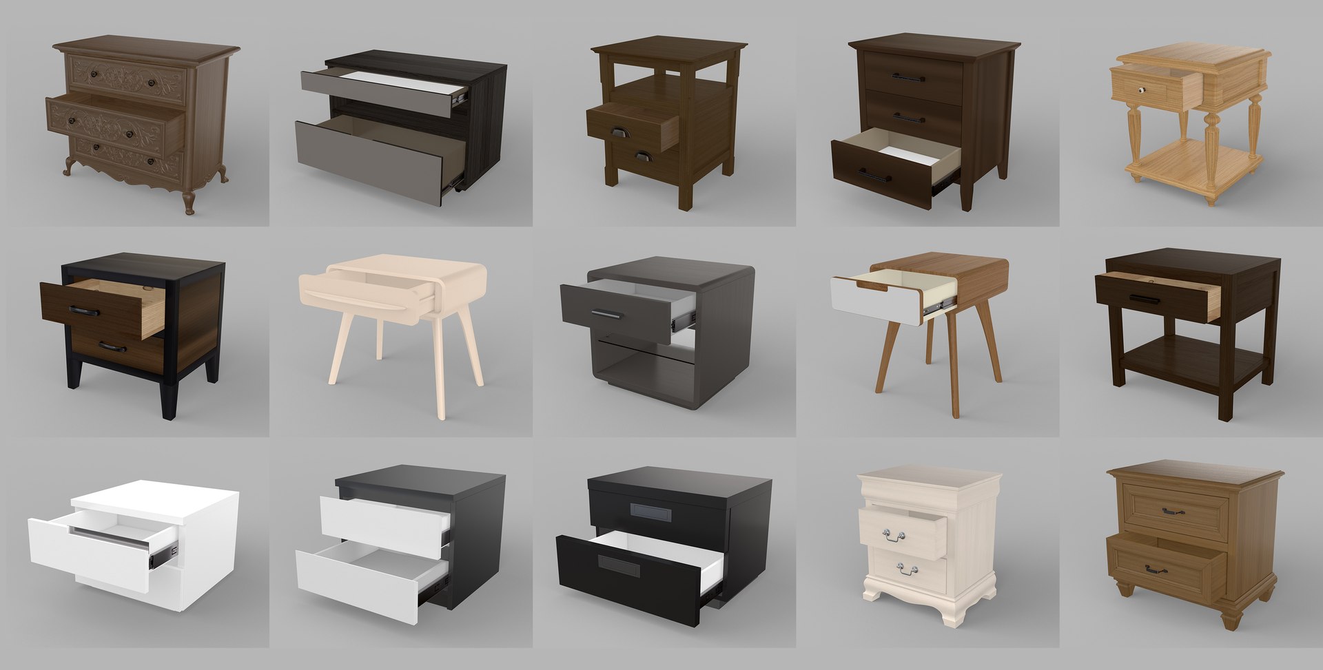 Bedside Tables Collection 3D Model - TurboSquid 2221549
