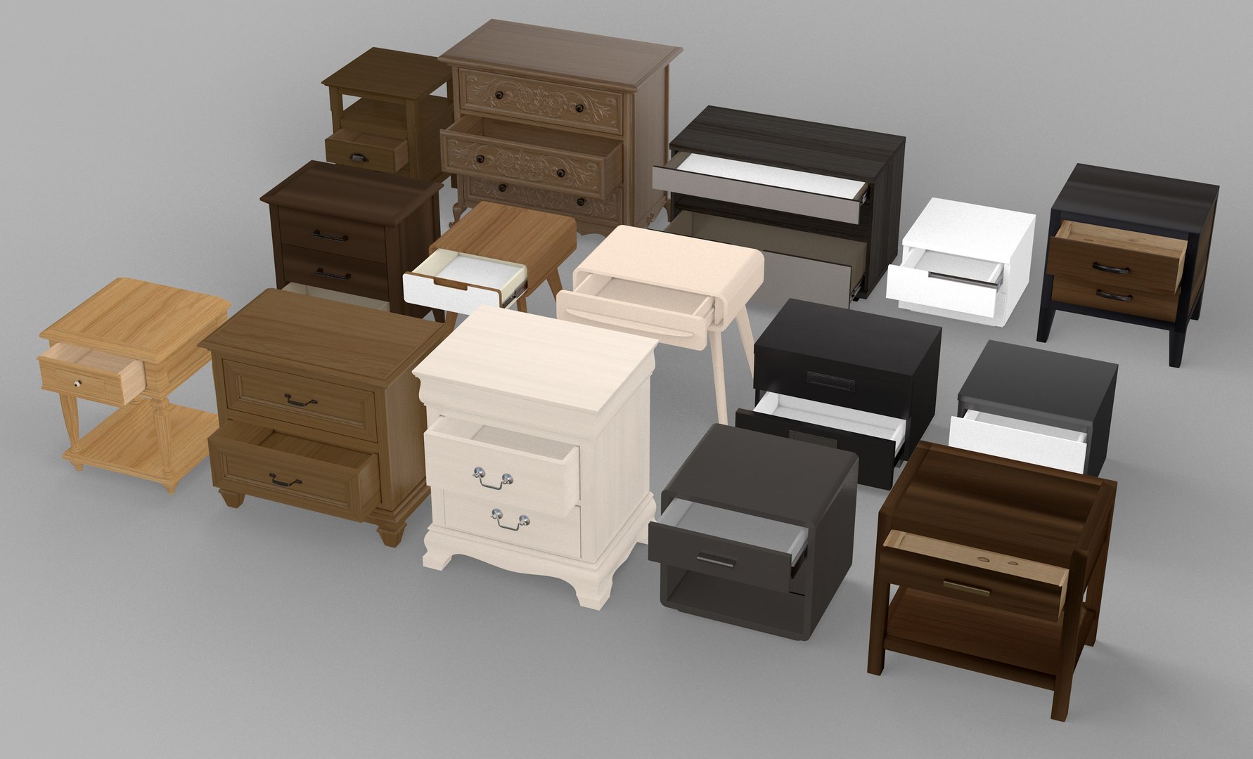 Bedside Tables Collection 3D Model - TurboSquid 2221549
