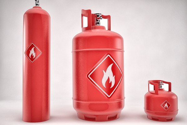 3d model gas cylinder red