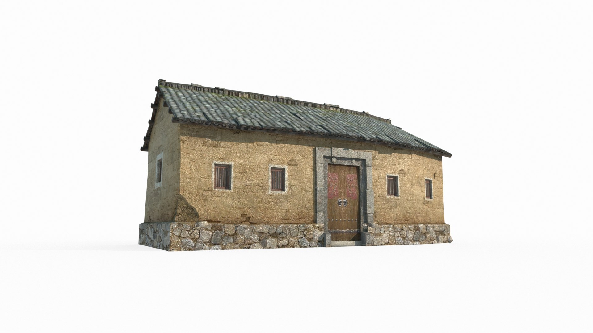 3D Asian Ancient Building Mud Brick House Model - TurboSquid 2090095