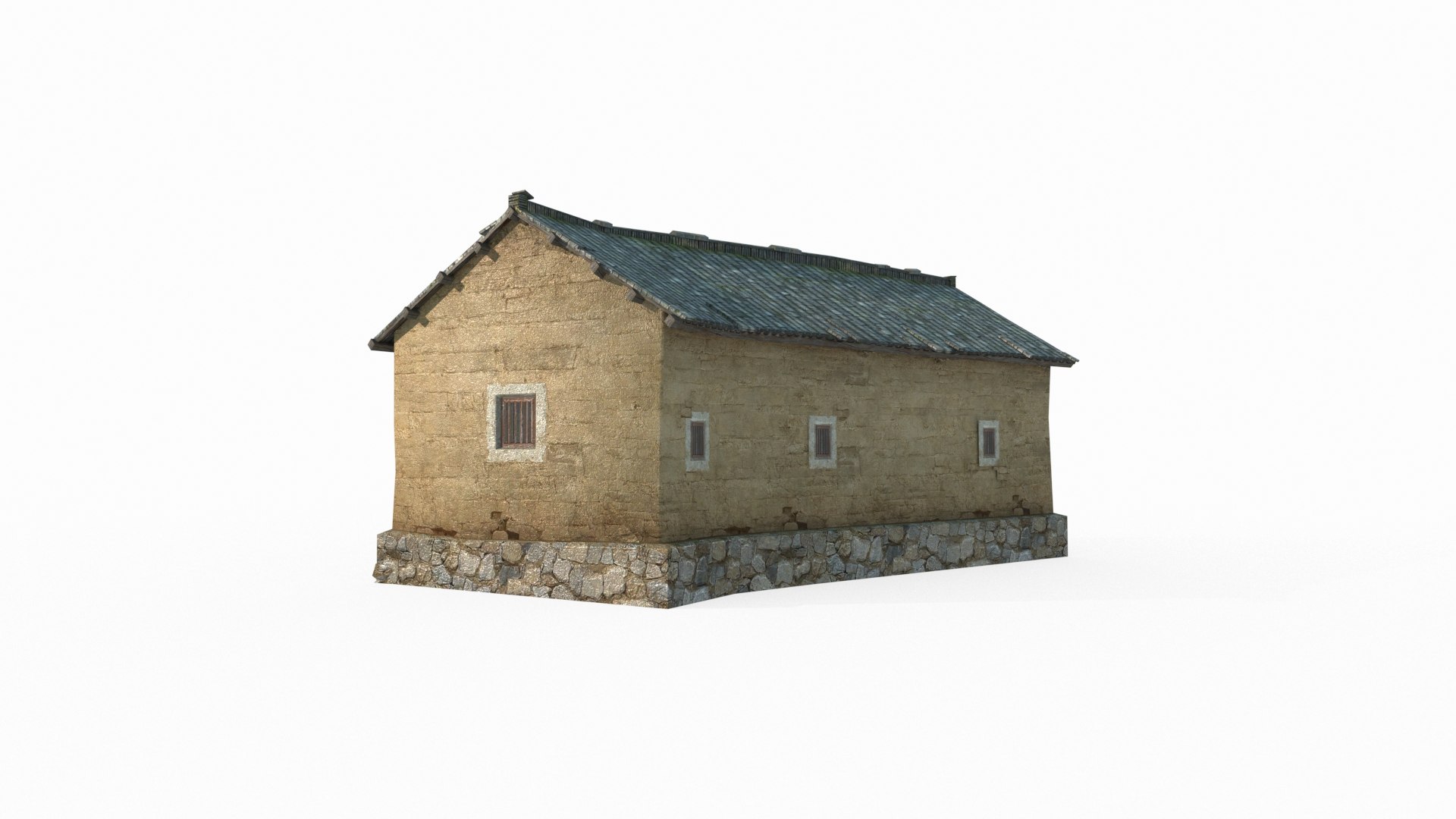 3D Asian Ancient Building Mud Brick House Model - TurboSquid 2090095
