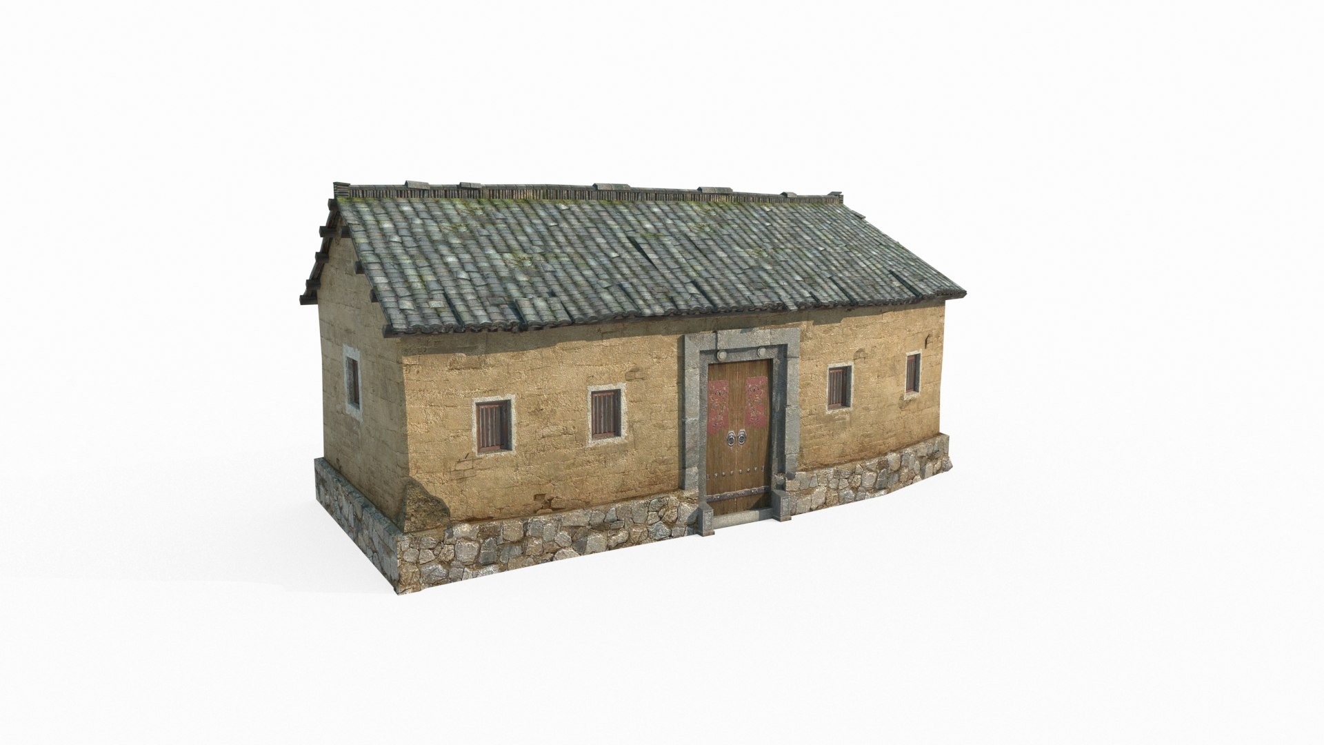 3D Asian Ancient Building Mud Brick House Model - TurboSquid 2090095