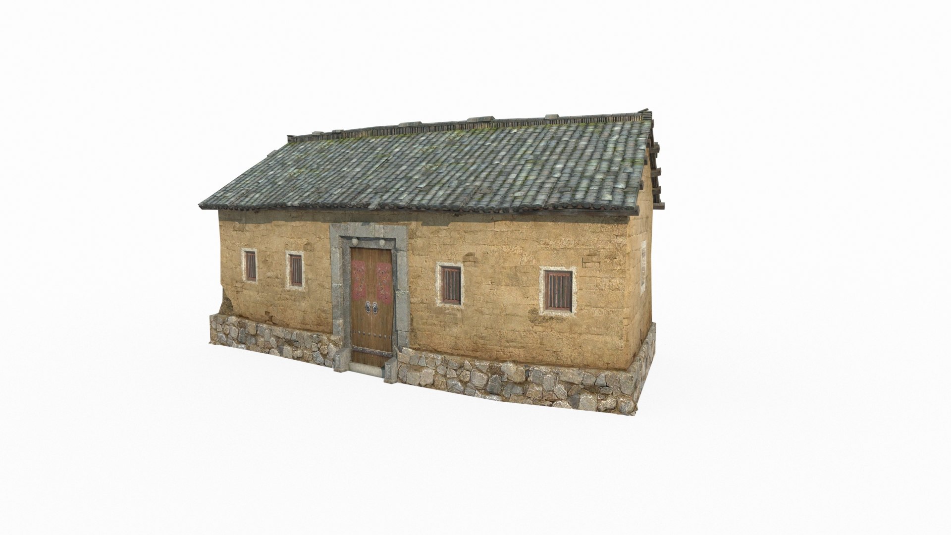3D Asian Ancient Building Mud Brick House Model - TurboSquid 2090095
