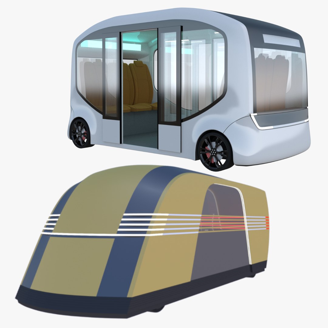 3D Shuttle Minibus And Tesla Robovan Model - TurboSquid 2324963