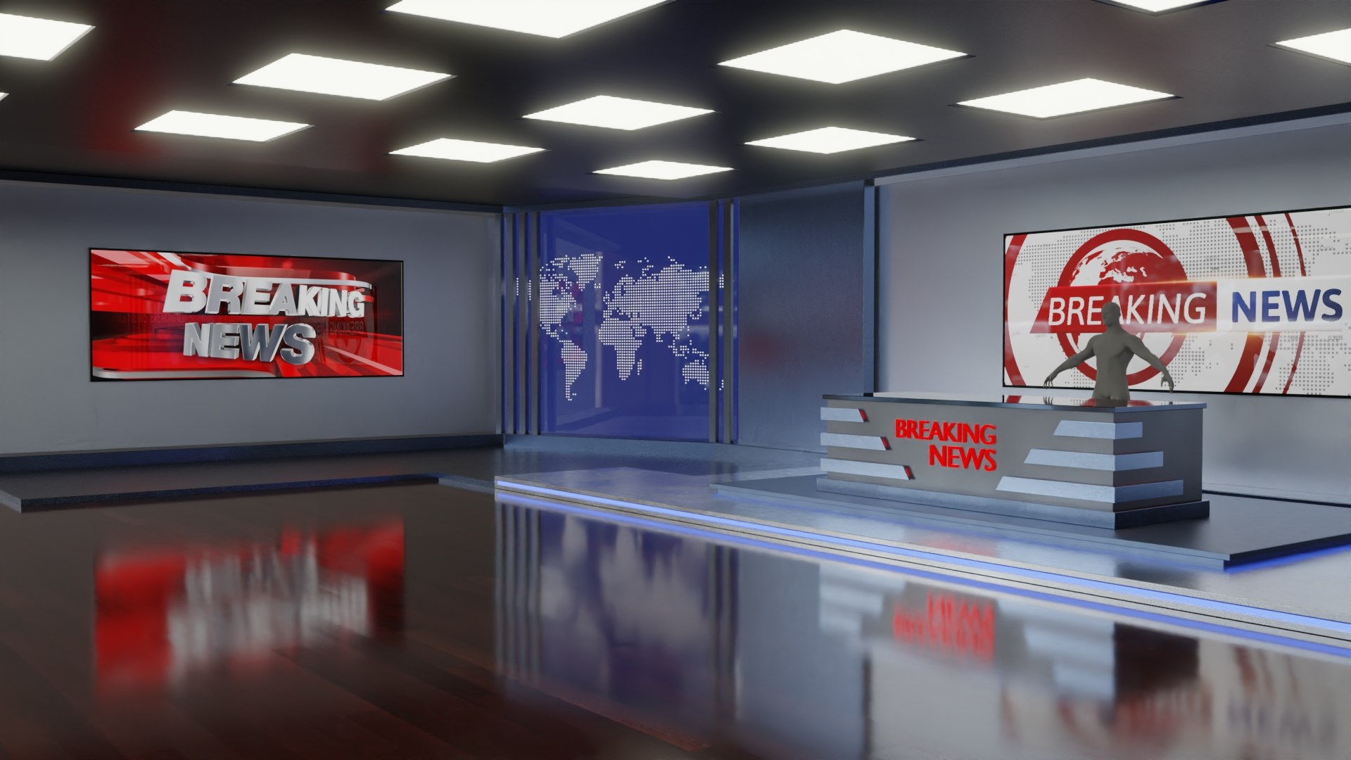 Virtual TV News Studio 3D Model - TurboSquid 2224161