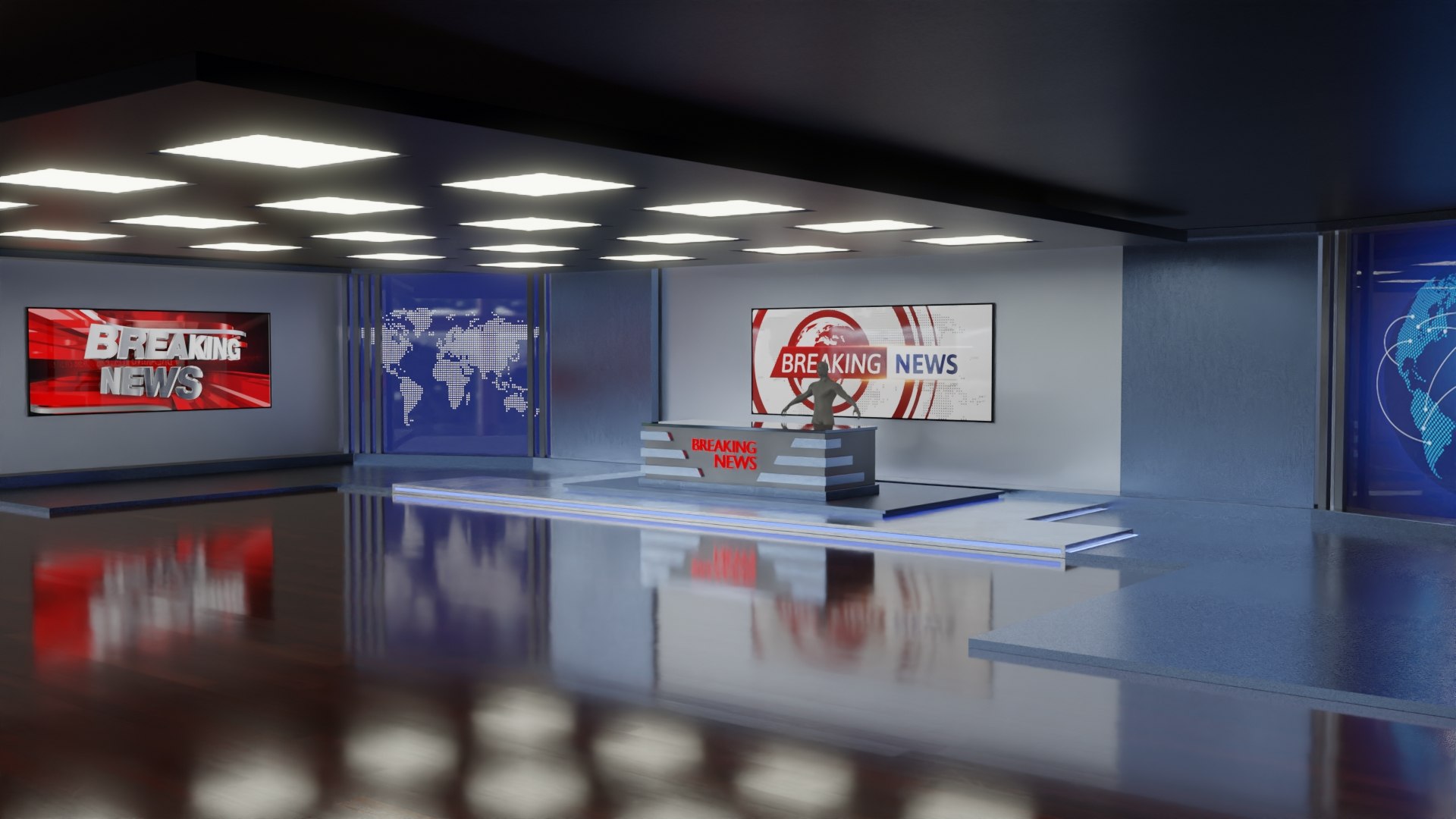 Virtual TV News Studio 3D Model - TurboSquid 2224161