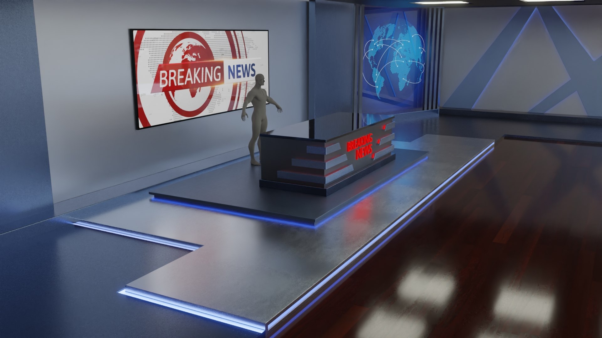 Virtual TV News Studio 3D Model - TurboSquid 2224161