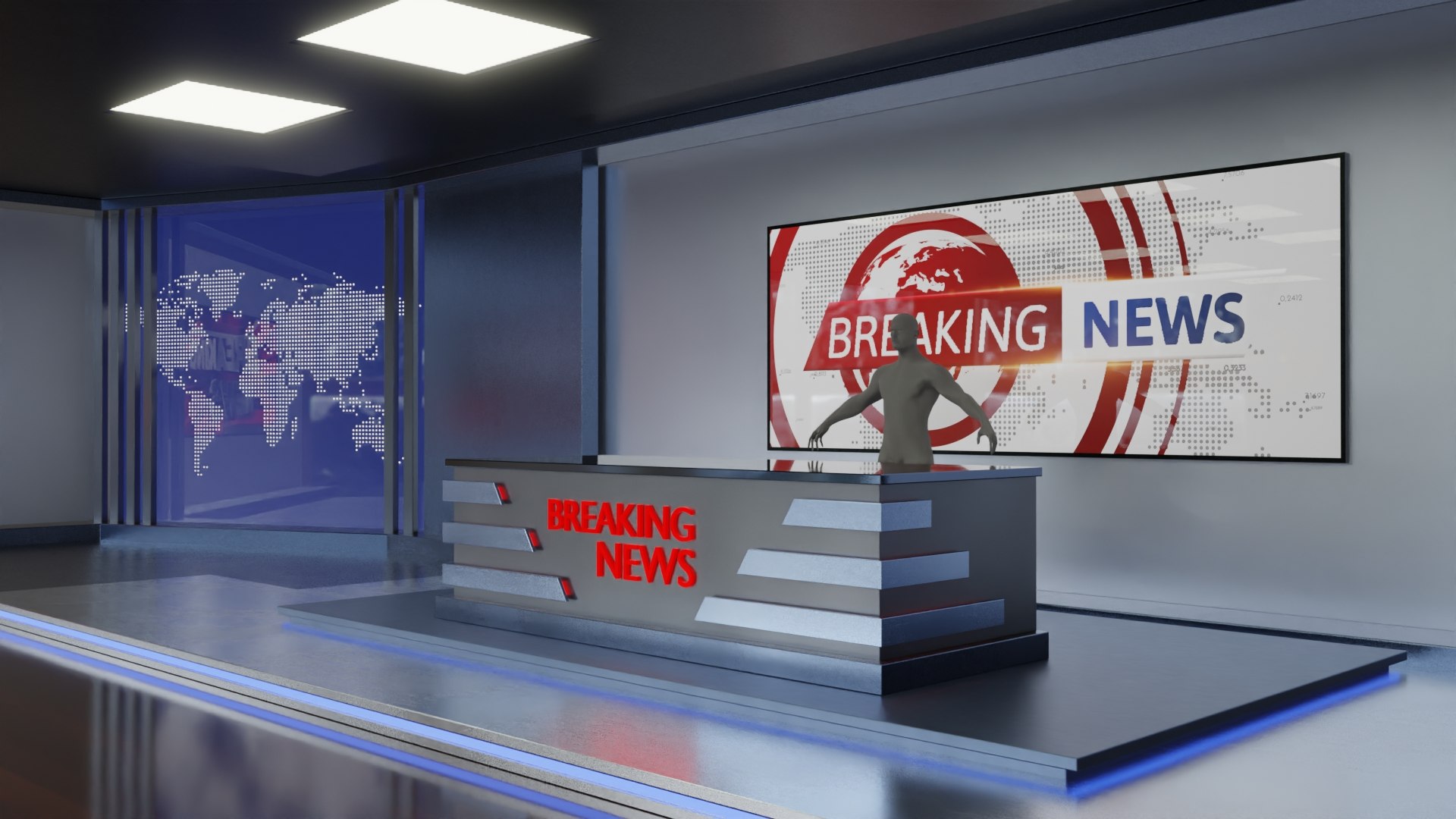 Virtual TV News Studio 3D Model - TurboSquid 2224161