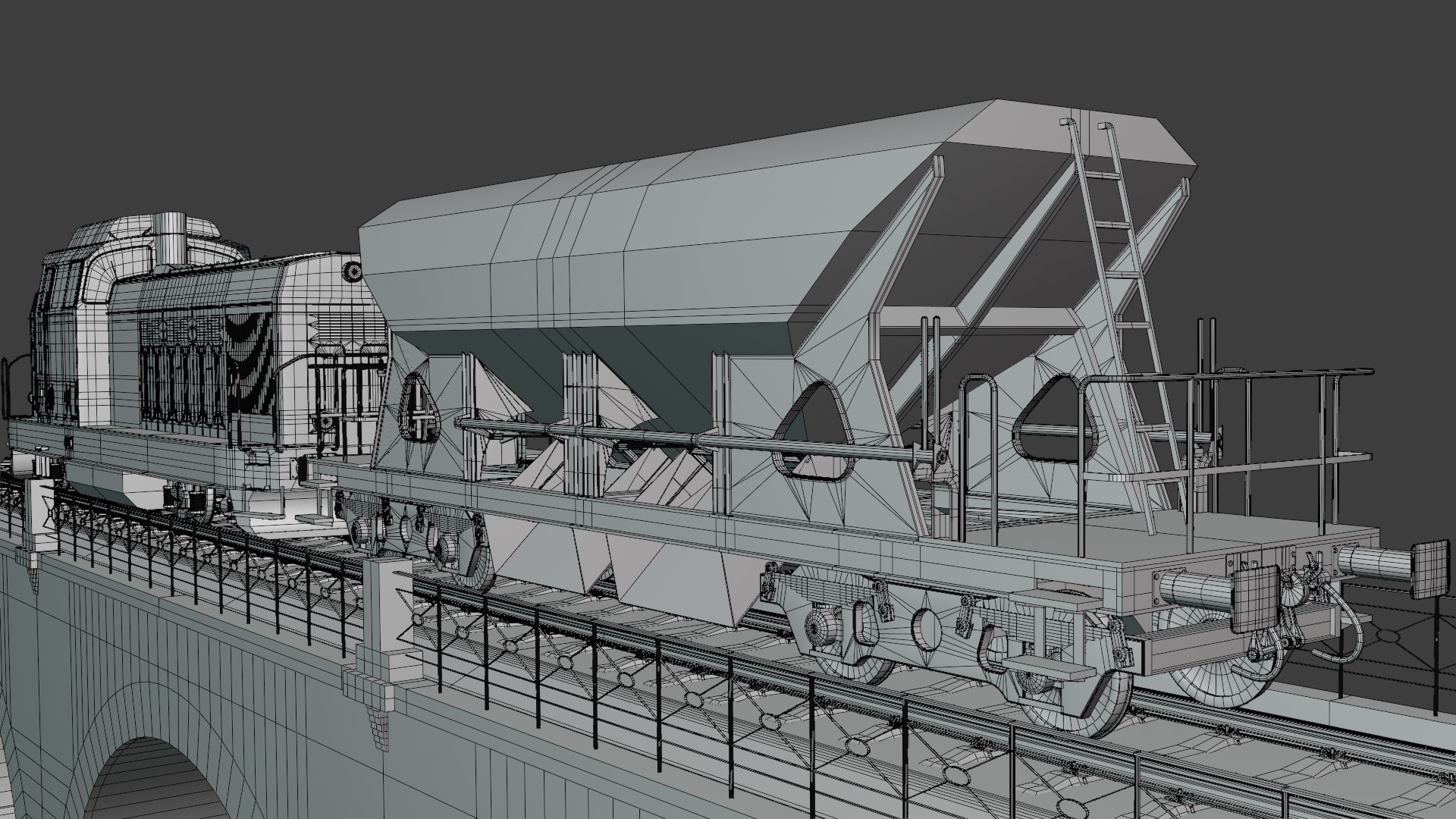 Viaduct With Cargo Train 3D Model - TurboSquid 2251719