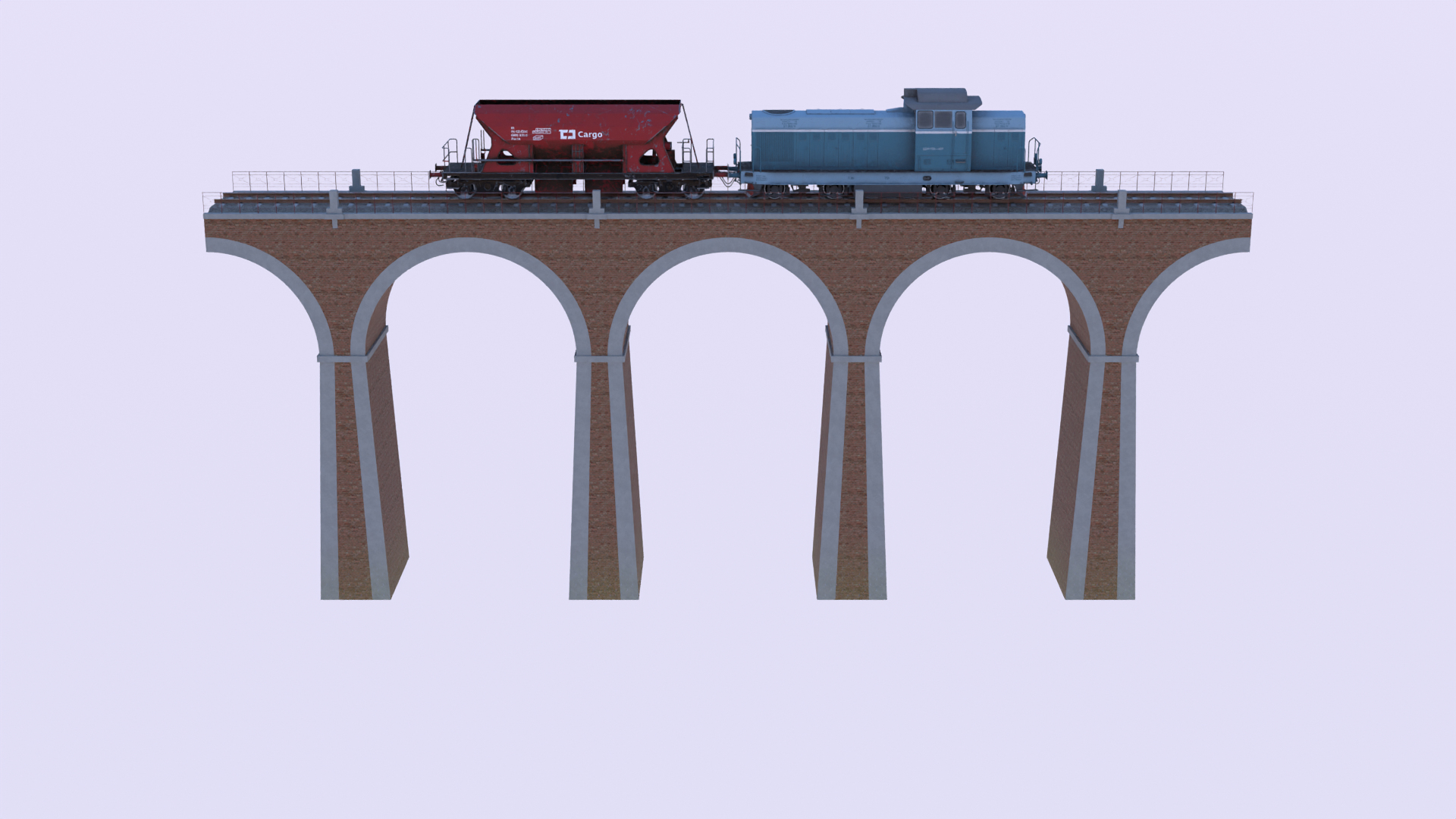 Viaduct With Cargo Train 3D Model - TurboSquid 2251719