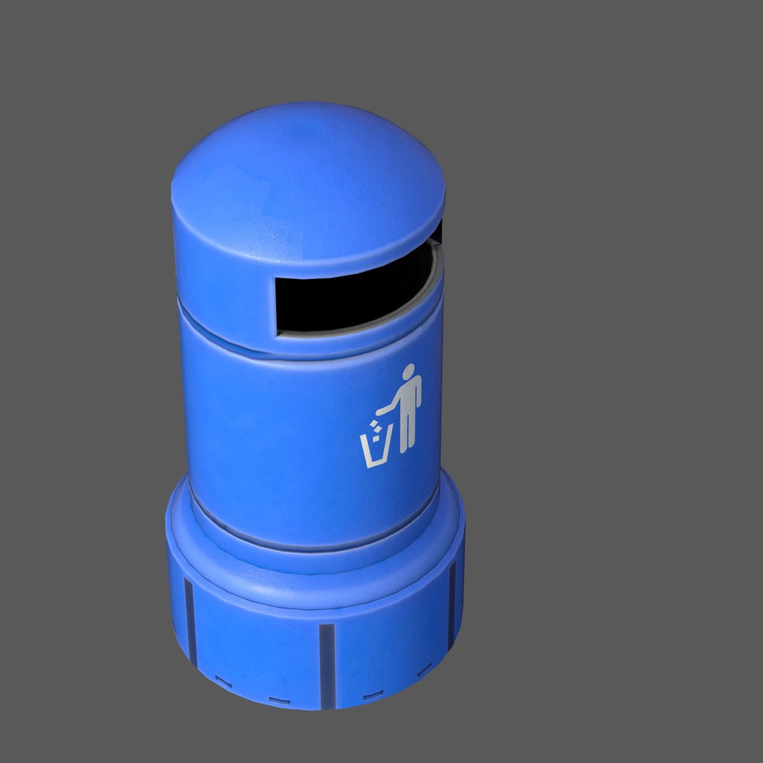 3D Low Poly Plastic Trash Bin PBR 4K Textures Game Ready Model ...