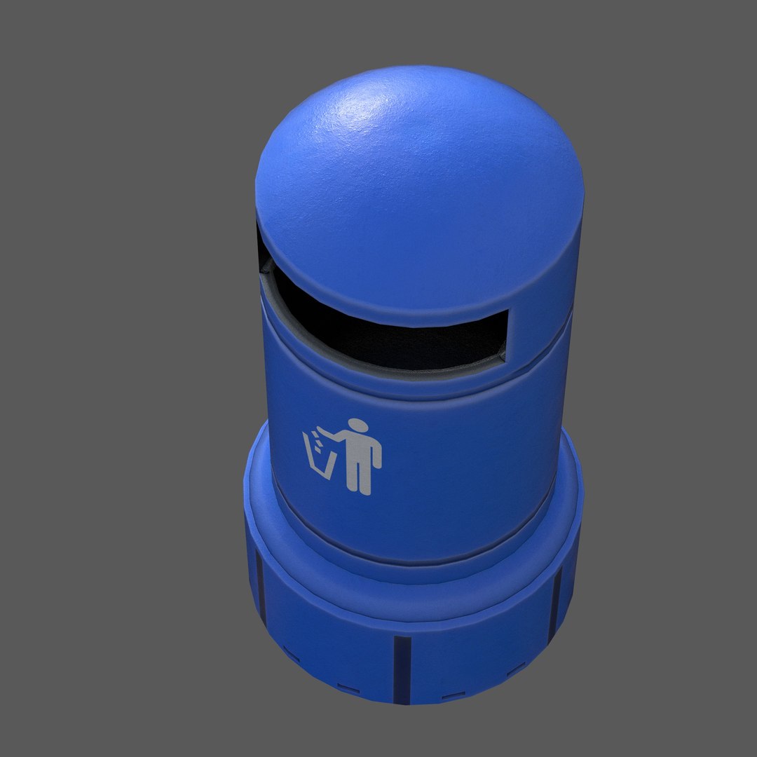 3D Low Poly Plastic Trash Bin PBR 4K Textures Game Ready Model ...