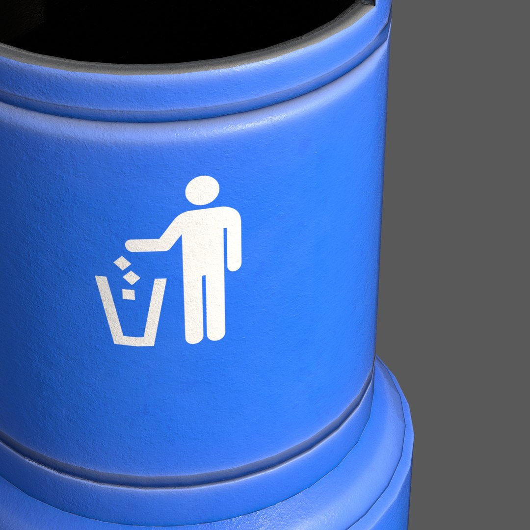 3D Low Poly Plastic Trash Bin PBR 4K Textures Game Ready Model ...