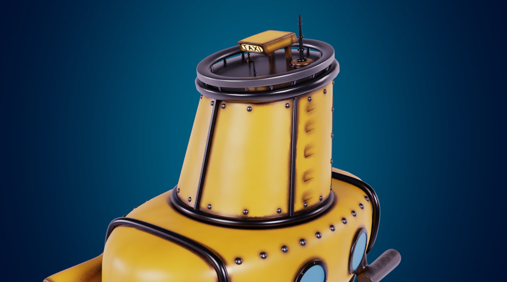 3D Stylized Yellow Submarine Cartoon Taxi Model - TurboSquid 2126035