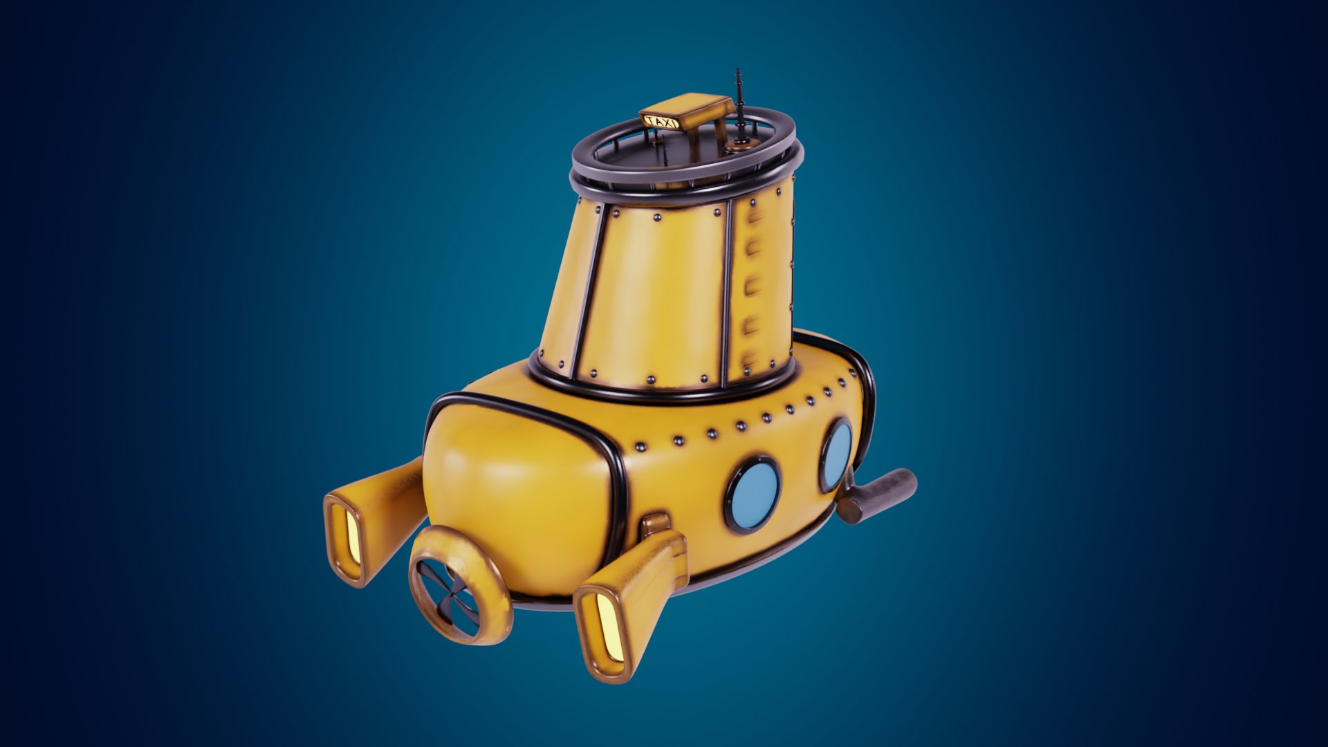 3D Stylized Yellow Submarine Cartoon Taxi Model - TurboSquid 2126035