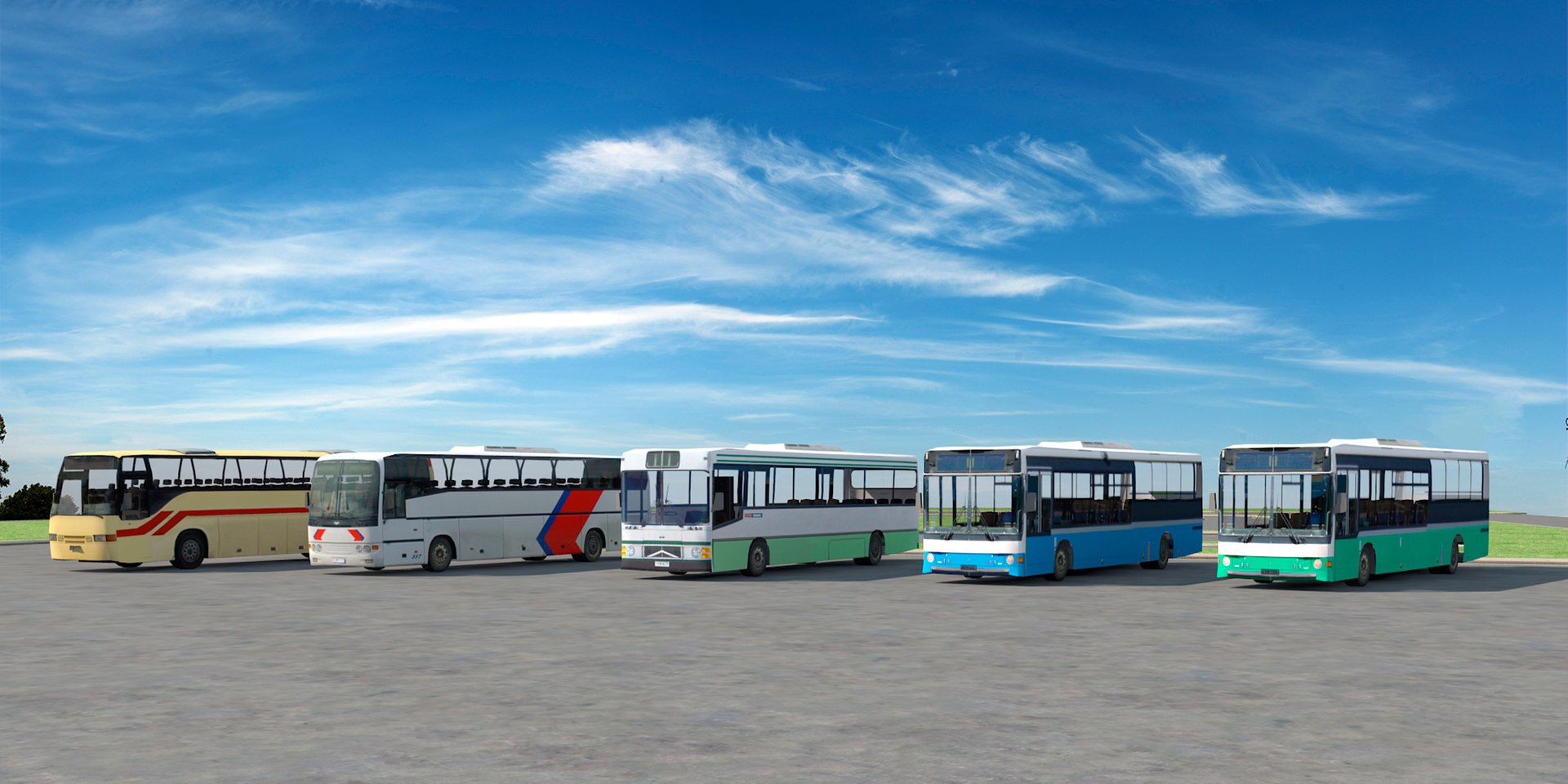 5 BUSES LOW POLY 3D - TurboSquid 1987180