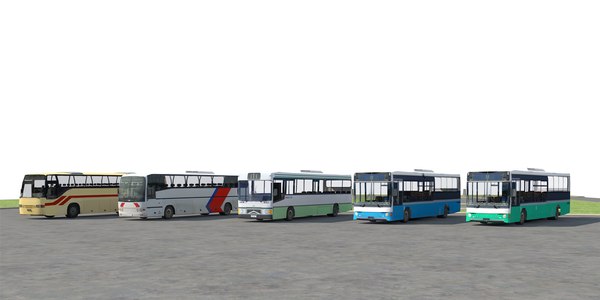 5 BUSES LOW POLY 3D - TurboSquid 1987180