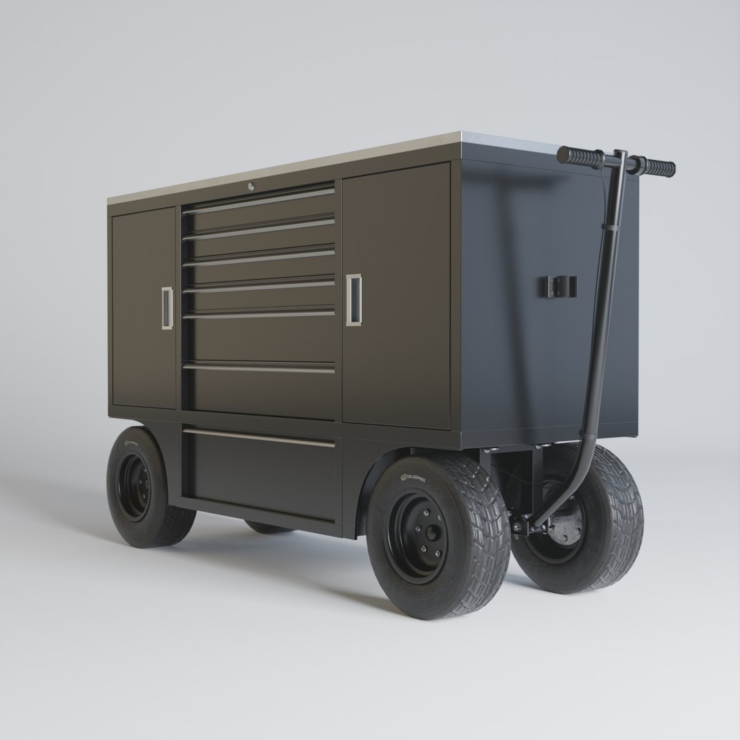 3D Model Engineering Pit Box Toolbox Wagon Cart PBR - TurboSquid 1960633