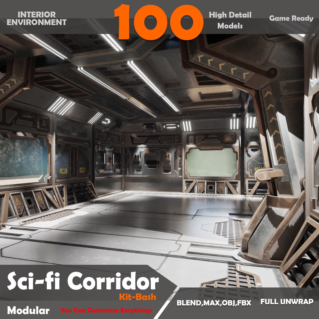 modelo 3d Kitbash del corredor interior de ciencia ficción - TurboSquid ...