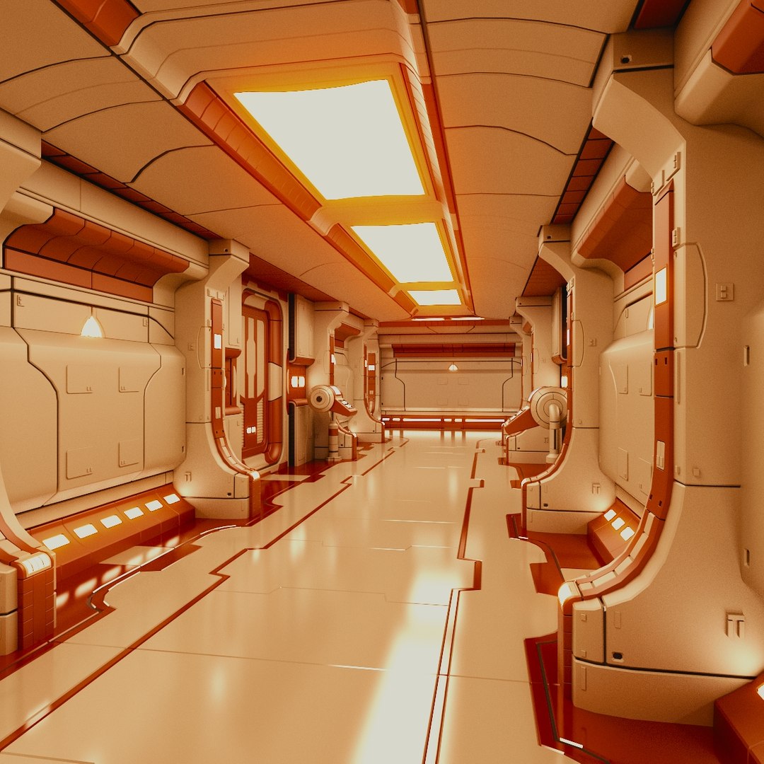 3ds Max Starship Corridor Interior Ship