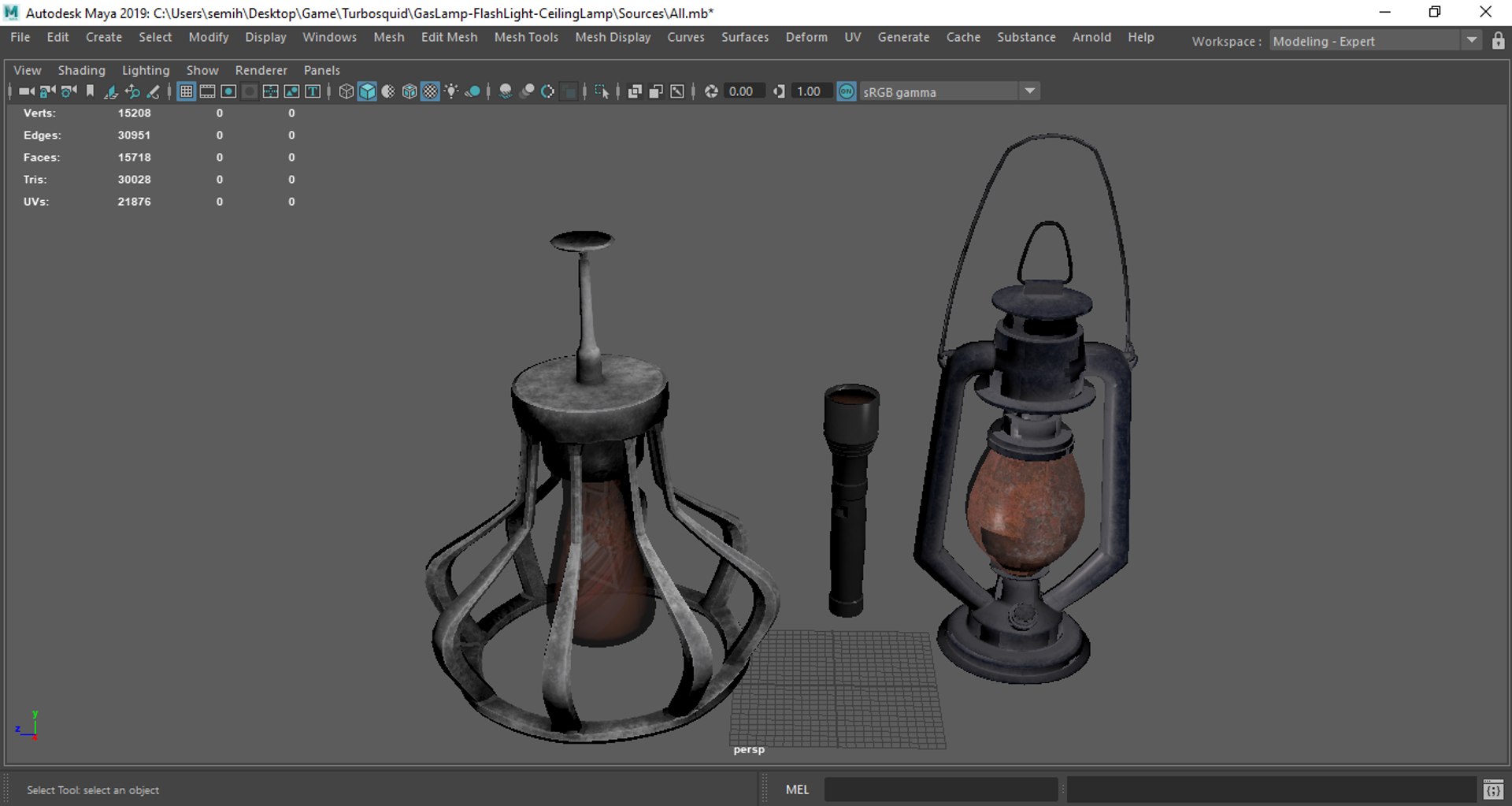 3D Ceiling Lamp- Gas Lamp and Flashlight - TurboSquid 2085187
