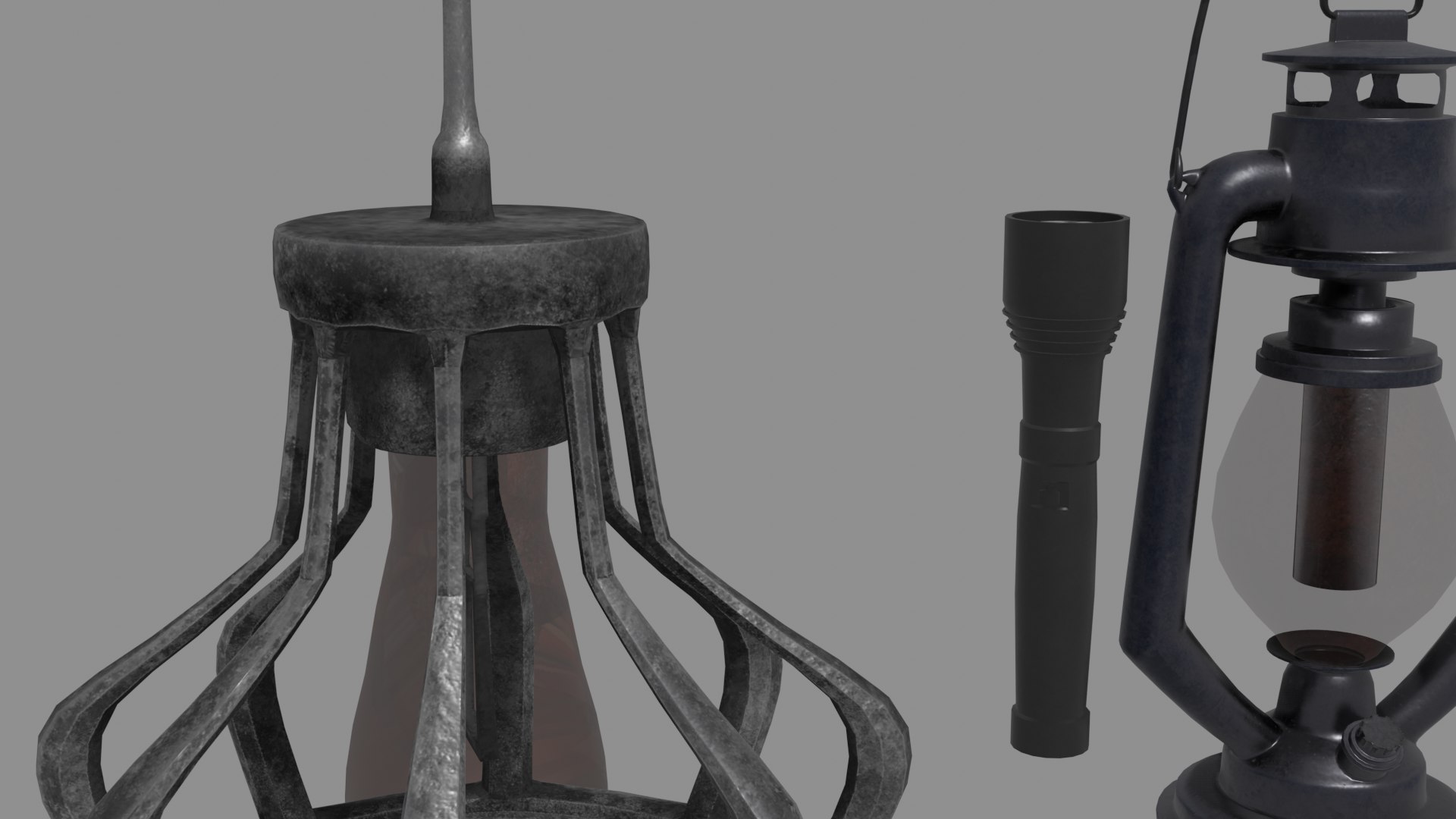 3D Ceiling Lamp- Gas Lamp and Flashlight - TurboSquid 2085187