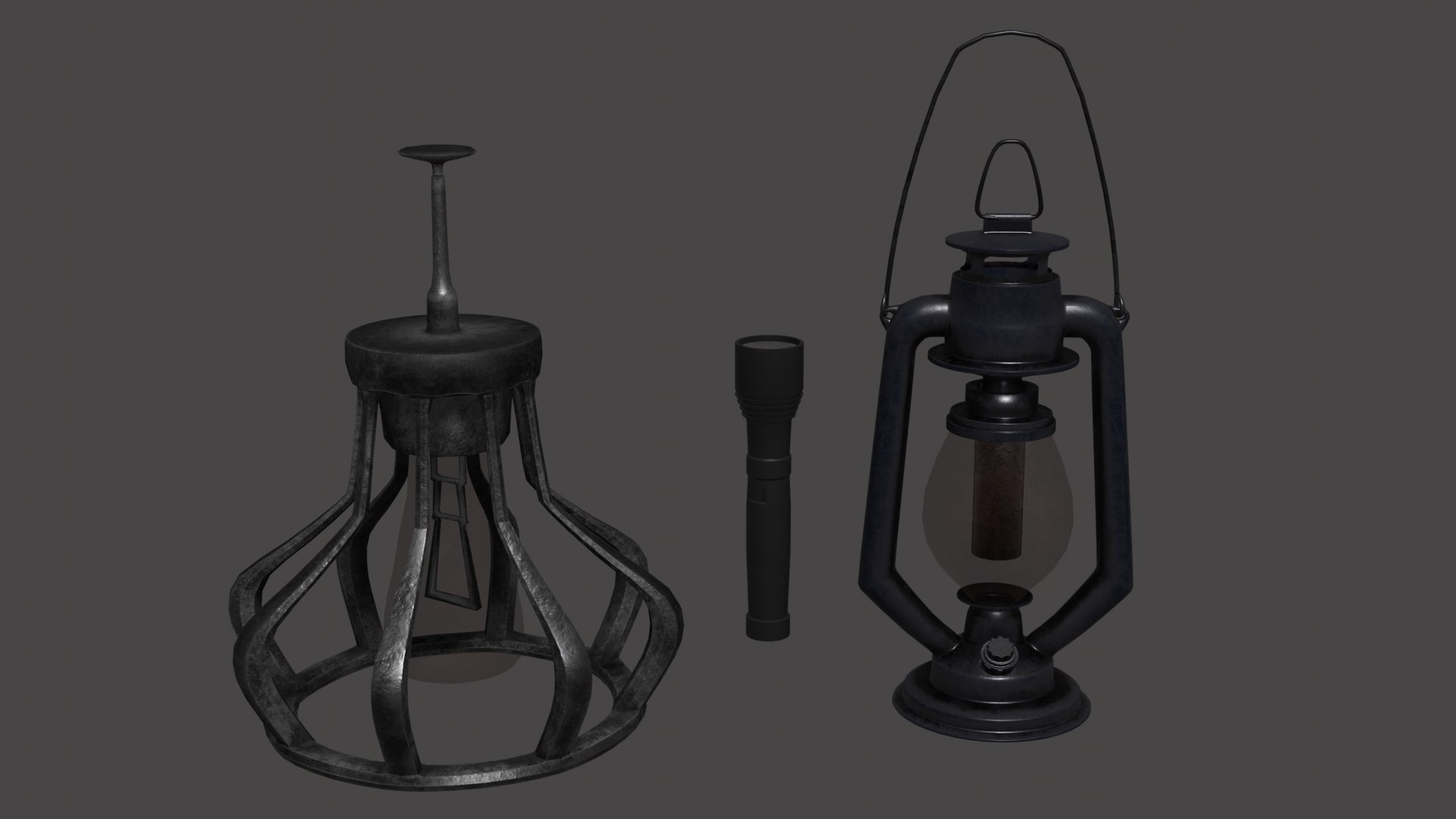 3D Ceiling Lamp- Gas Lamp and Flashlight - TurboSquid 2085187