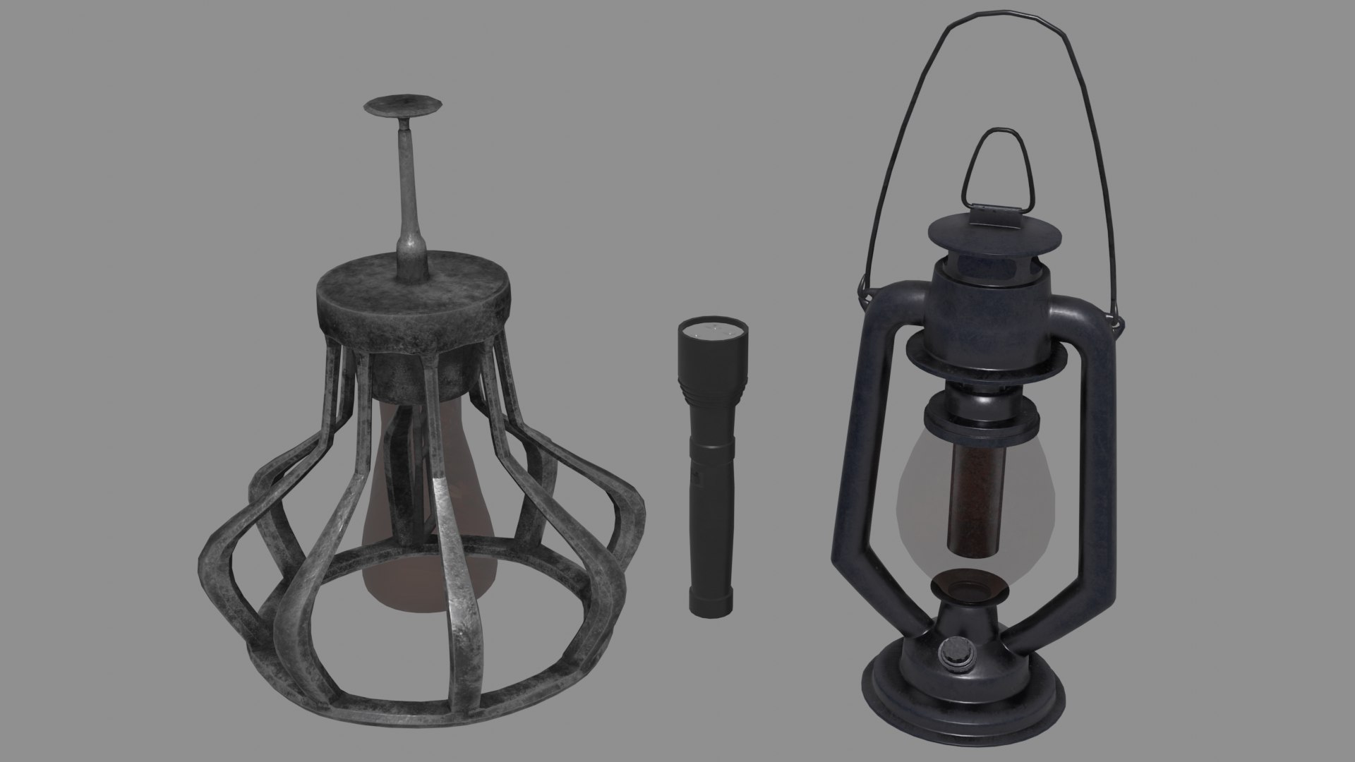 3D Ceiling Lamp- Gas Lamp and Flashlight - TurboSquid 2085187