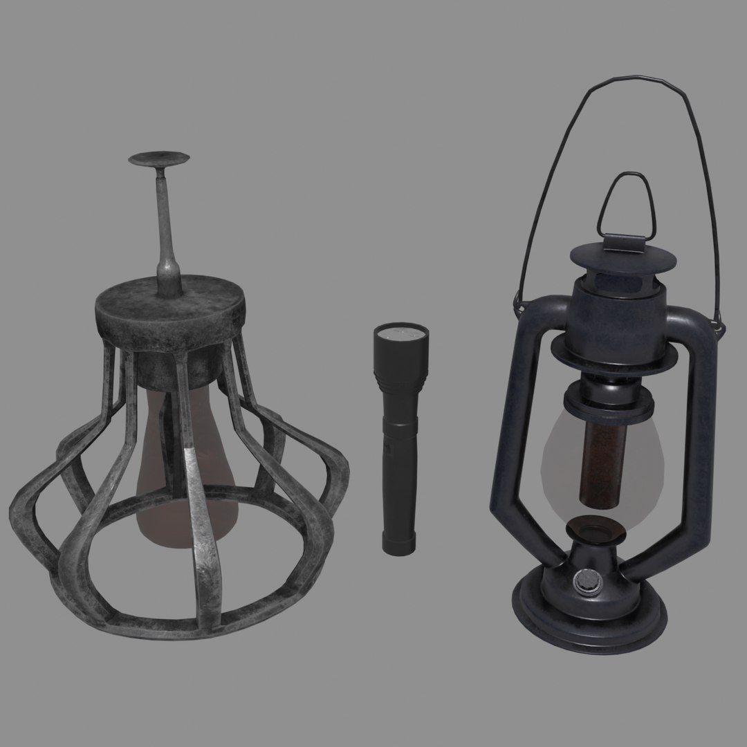 3D Ceiling Lamp- Gas Lamp and Flashlight - TurboSquid 2085187