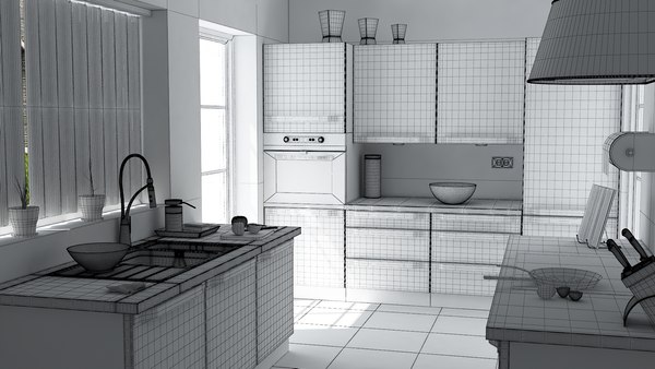 3ds max kitchen scene
