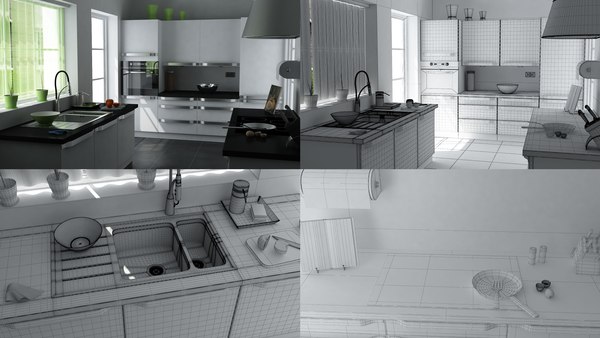 3ds max kitchen scene