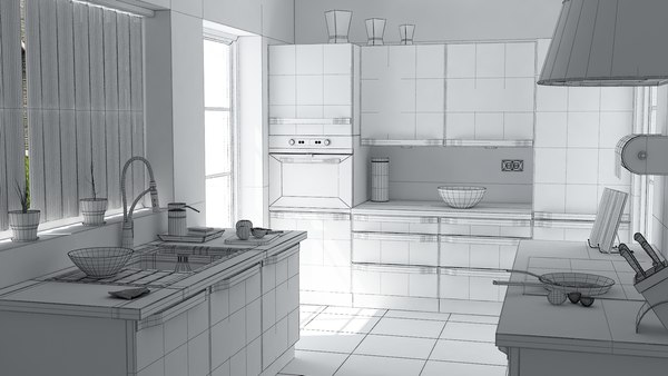3ds max kitchen scene