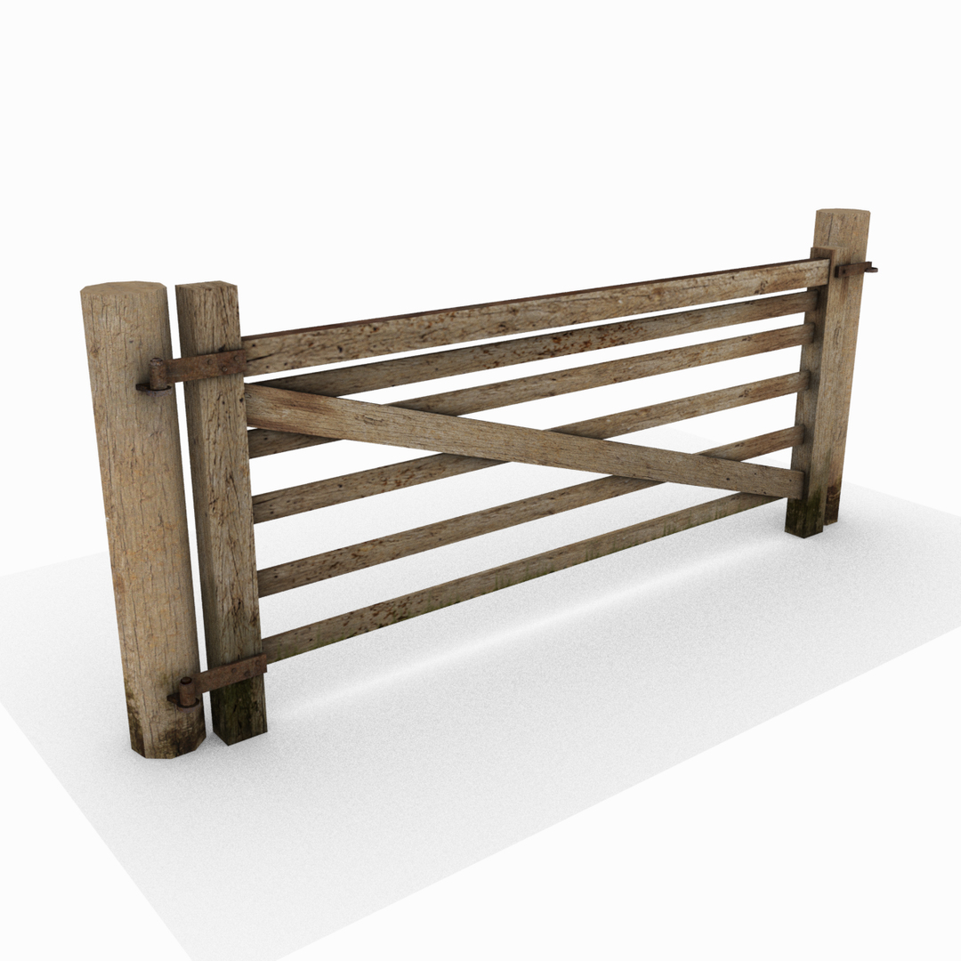 wooden fence gate 3d model